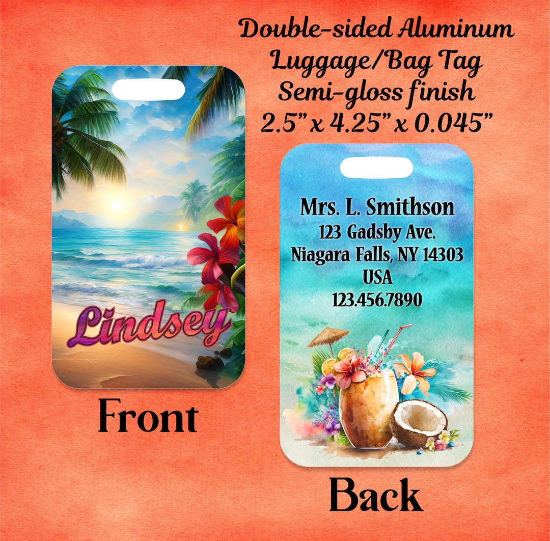 Woman Luggage Tag, Tropical Beach Bag Tag, Sunset Luggage Tag ...