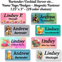Cocktail Server Magnetic Name Badge, Personalized Plastic ID Name Tag ...