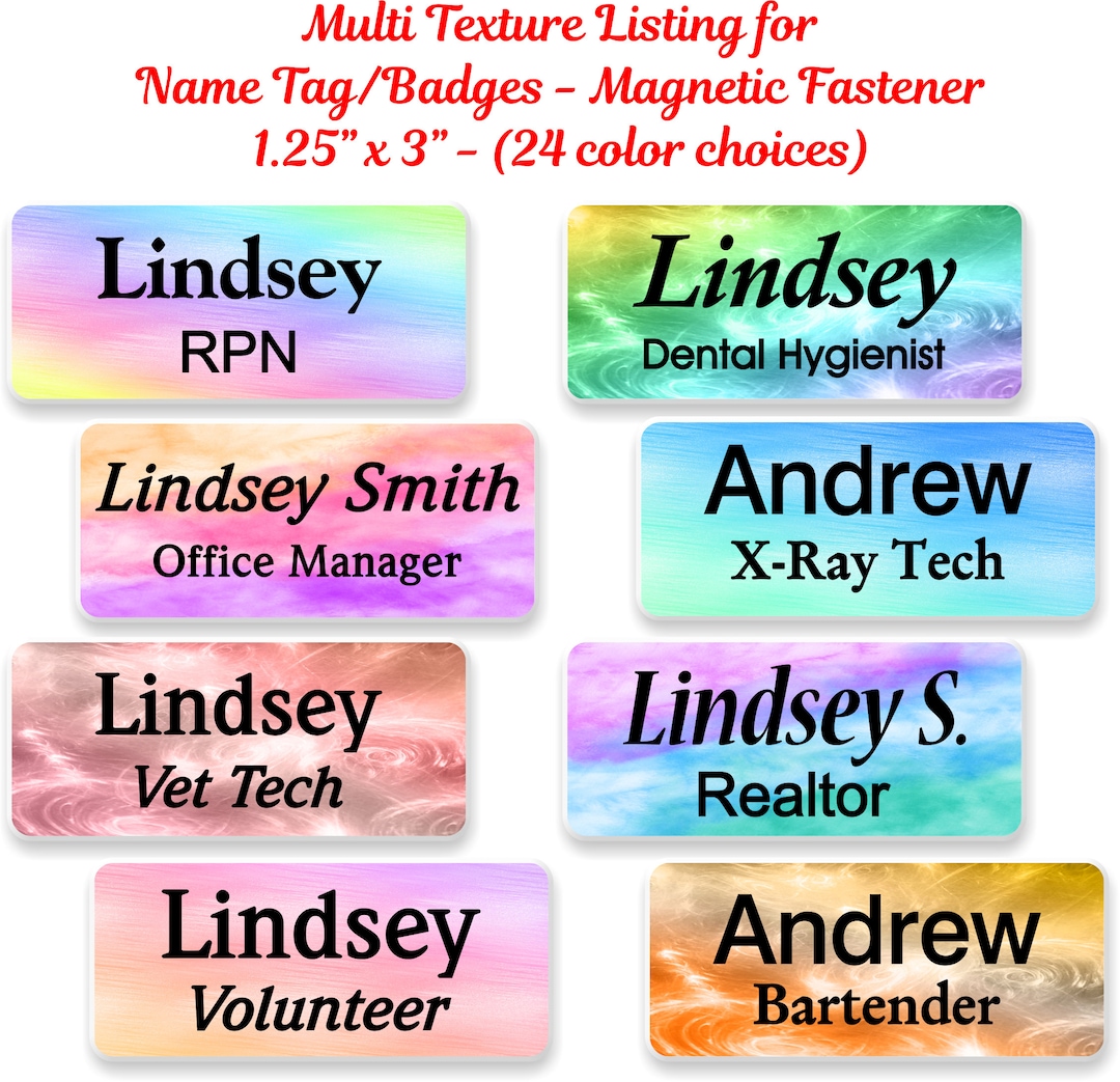 Name Badge, Name Tag, Personalized Custom ID Tag, Magnetic Fastener ...