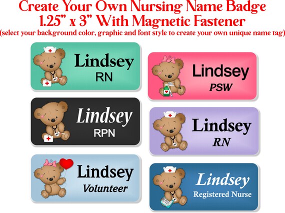 Nursing Staff Name Badge Name Tag Personalized Custom ID - Etsy