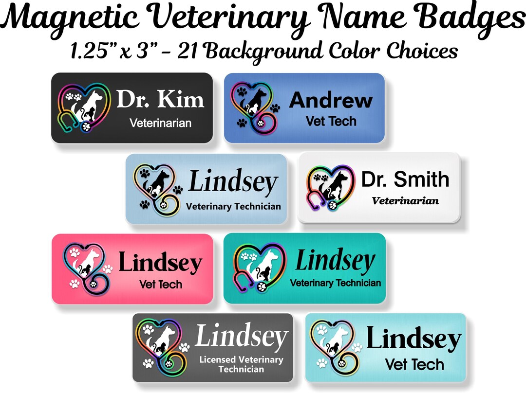 Vet Tech Name Tag, Magnetic Name Badge, Personalized Custom ...