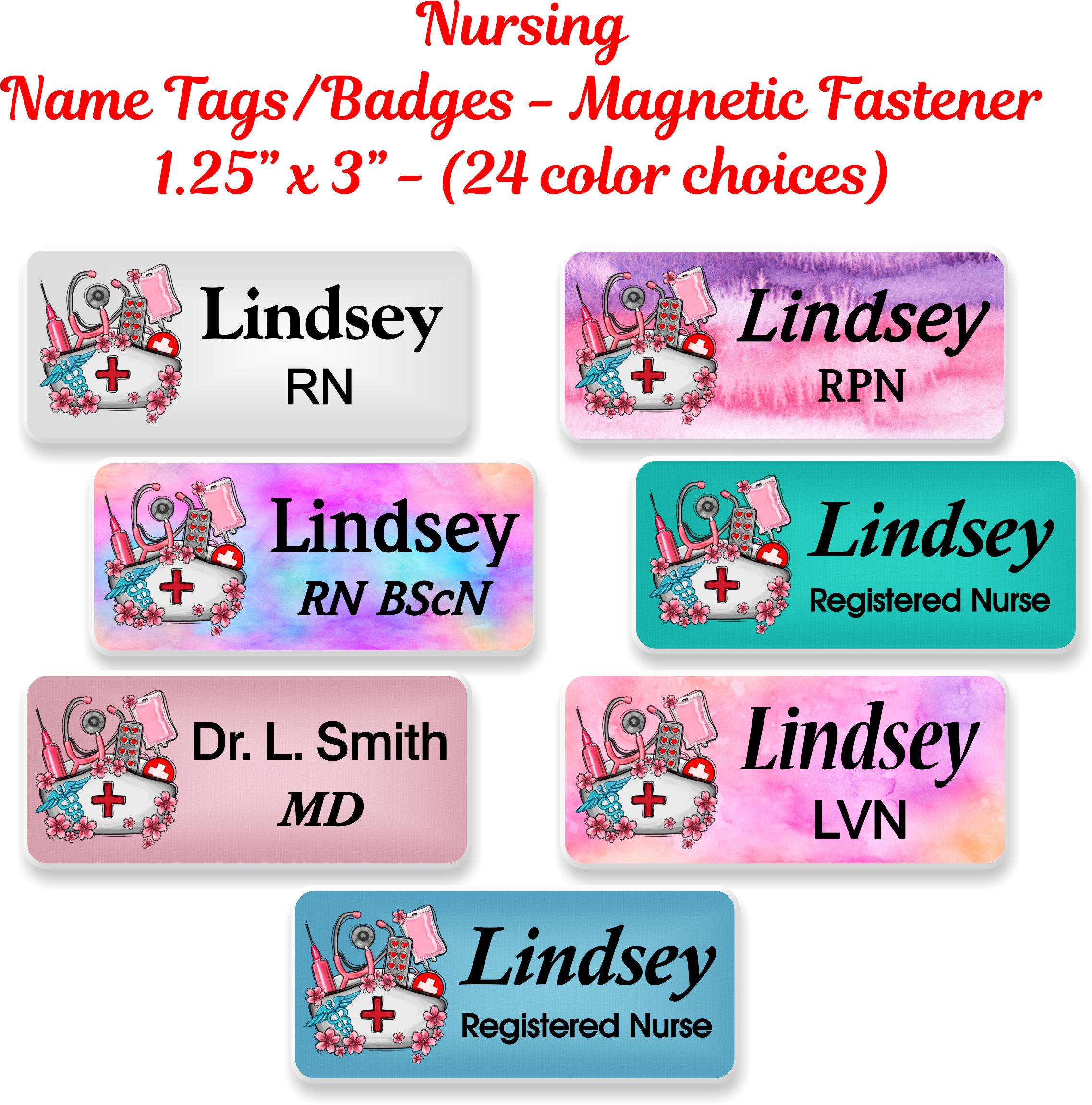 Nurse Name Tags Magnetic Custom Name Badge — Yours+Mine