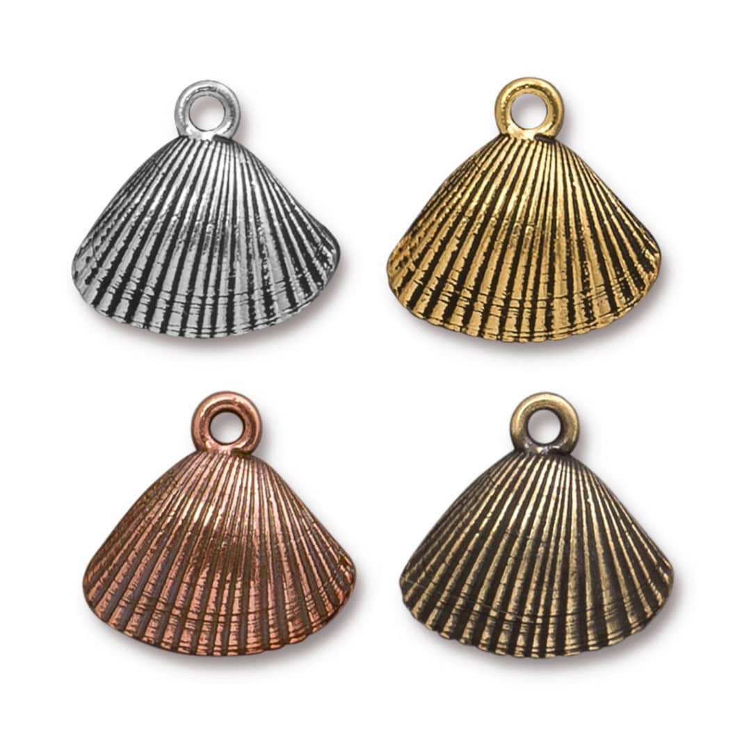 Shell Charm, Antique Silver, Antique Gold, Antique Copper or Brass Ox ...