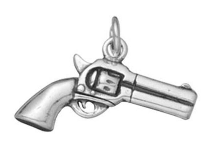 Sterling Silver Gun Charm, Double-sided Silver Revolver Charm, Second ...