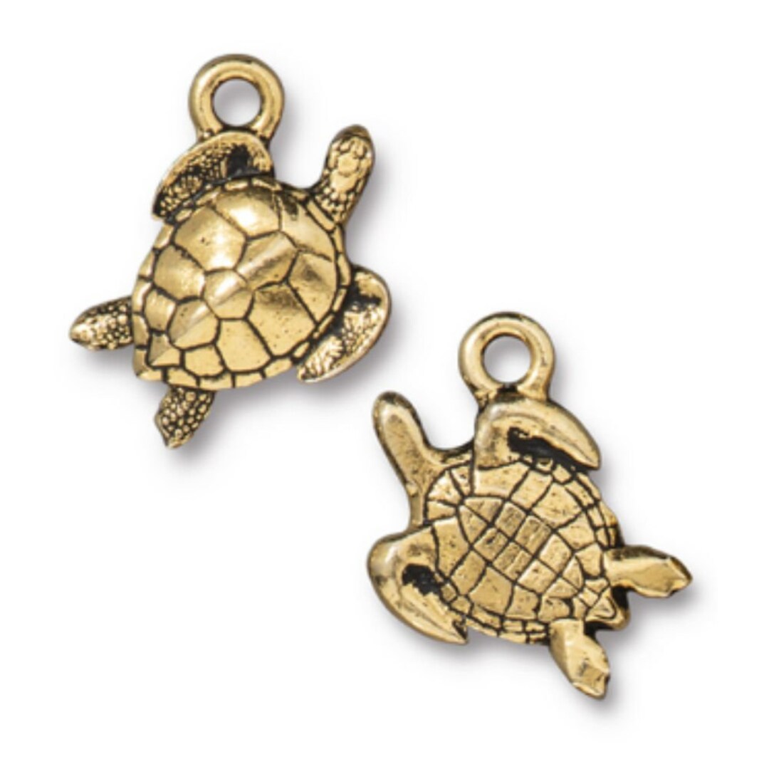 Sea Turtle Charms, Tierracast Antique Gold-plated Pewter (2/pkg ...
