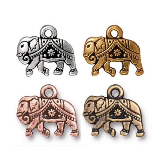 Gita Elephant Charm Tierracast Antique Silver or Antique | Etsy