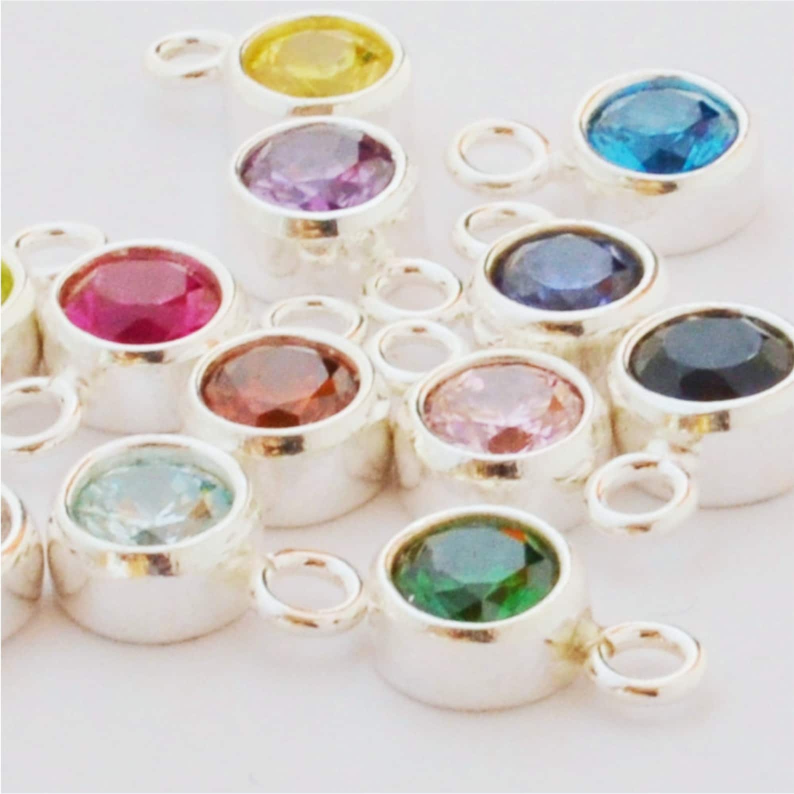 Sterling Silver Birthstone Charms, 4mm CZ Birthstones, Bulk Crystal ...