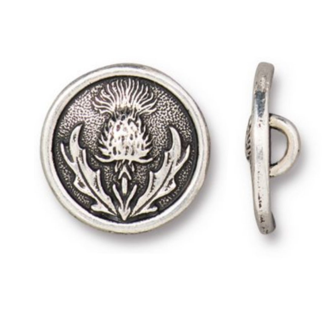 Thistle Button, Tierracast Antique Silver Plated Pewter, Scottish ...