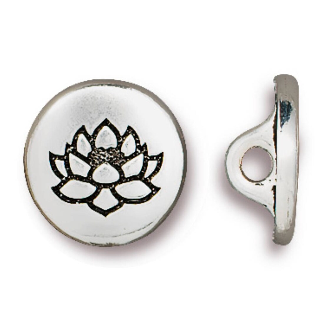 Small Lotus Buttons, Tierracast Antique Silver or Antique Copper Plated ...