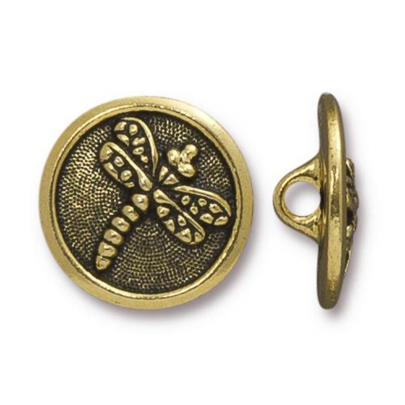 Dragonfly Button Tierracast Antique Copper Plated Pewter - Etsy