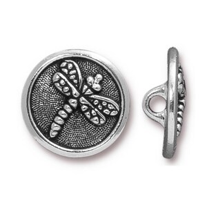 Dragonfly Button Tierracast Antique Copper Plated Pewter - Etsy