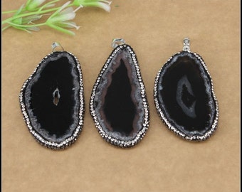 3pcs Nature Geode Quartz Druzy Agate Pendant Crystal Agate | Etsy