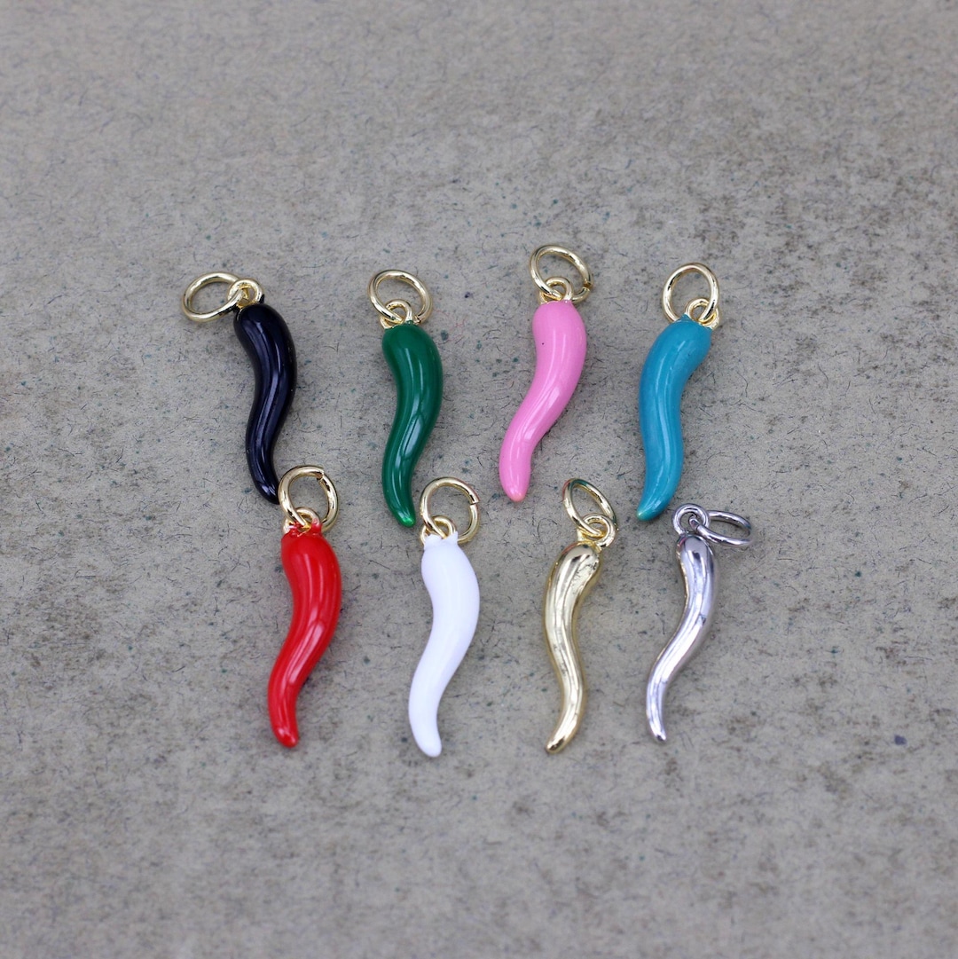 10pcs Tiny Enamel Chili Pendant,lucky Horn Charm,lucky Charm, Enamel ...