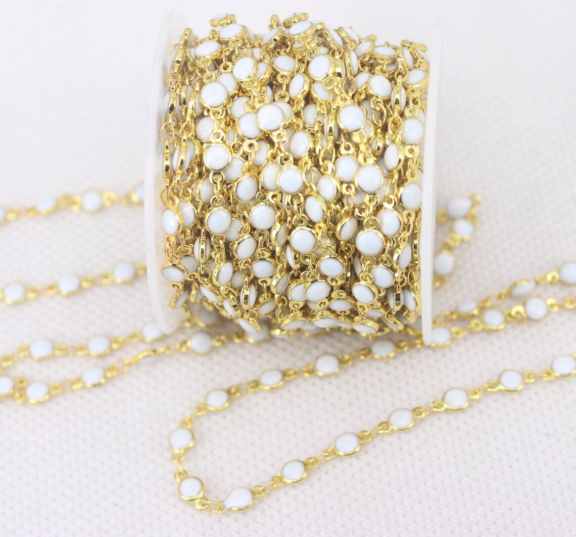 1/3/5 Meters Gold Plated Rondelle Enamel Beaded ChainBrass | Etsy