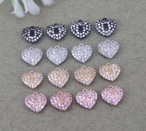 10-20pcs Small Size Micro Pave CZ Heart Pendant Beadsheart | Etsy