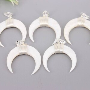 5-10pcs Fashion Natural White Shell Crescent Pendant With Electroplated ...