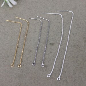 10pairs Metal Copper Box Chain Threader Earrings Findings,earwires Ear ...