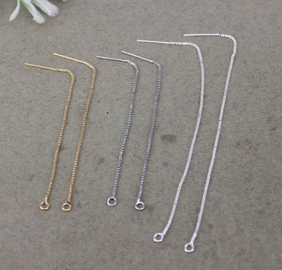 10pairs Metal Copper Box Chain Threader Earrings - Etsy