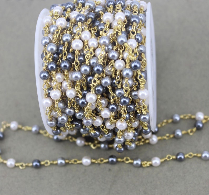 1/3/5 Meter Gold Plated Wire Wrapped Rosary Chain, Round Shape ...