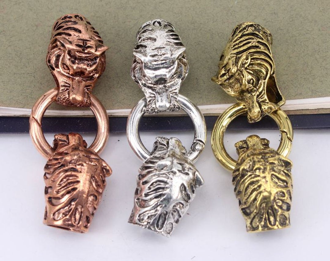 10-20set Mixed Plated Tiger Heads Lock Spring Clasps+end Caps With ...