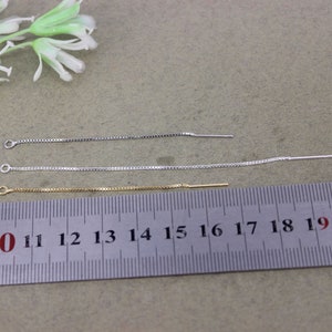 10pairs Metal Copper Box Chain Threader Earrings Findings,earwires Ear ...