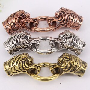 10-20set Mixed Plated Tiger Heads Lock Spring Clasps+end Caps With ...