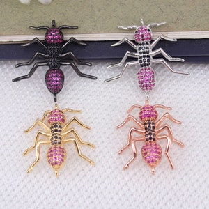 10pcs Metal Copper Cubic Zirconia Insect Ant Connector Beads,paved Mix ...