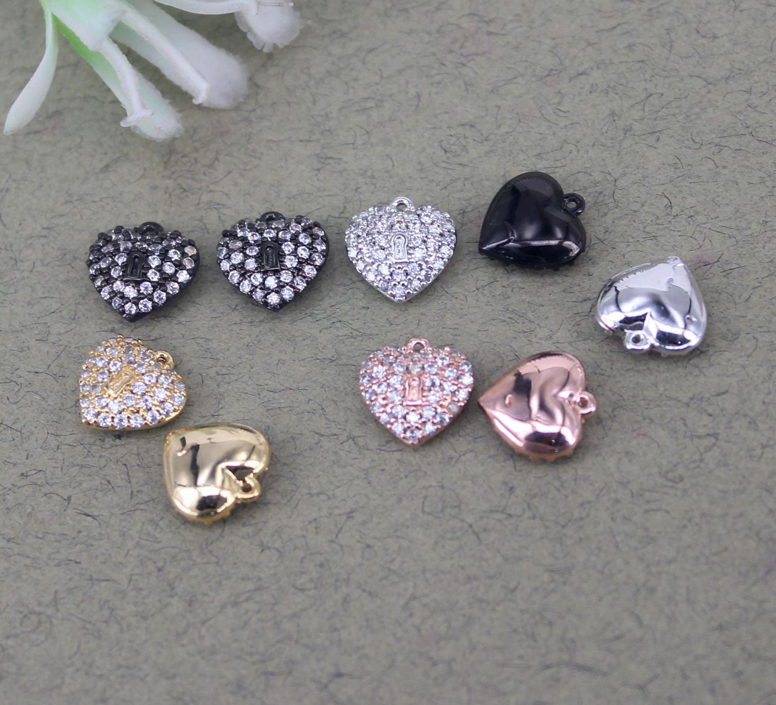 10-20pcs Small Size Micro Pave CZ Heart pendant BeadsHeart | Etsy