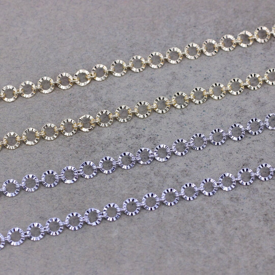 5 Meter Dainty Texture Flat Rolo Chain, Cable Chain, Gold Brass Chain ...