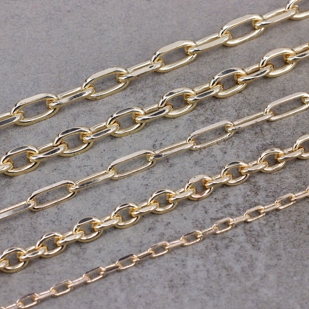 5 Meters Gold Paper Clip Chain, Oval Link Chain, Bulk Link Chain, Oval ...