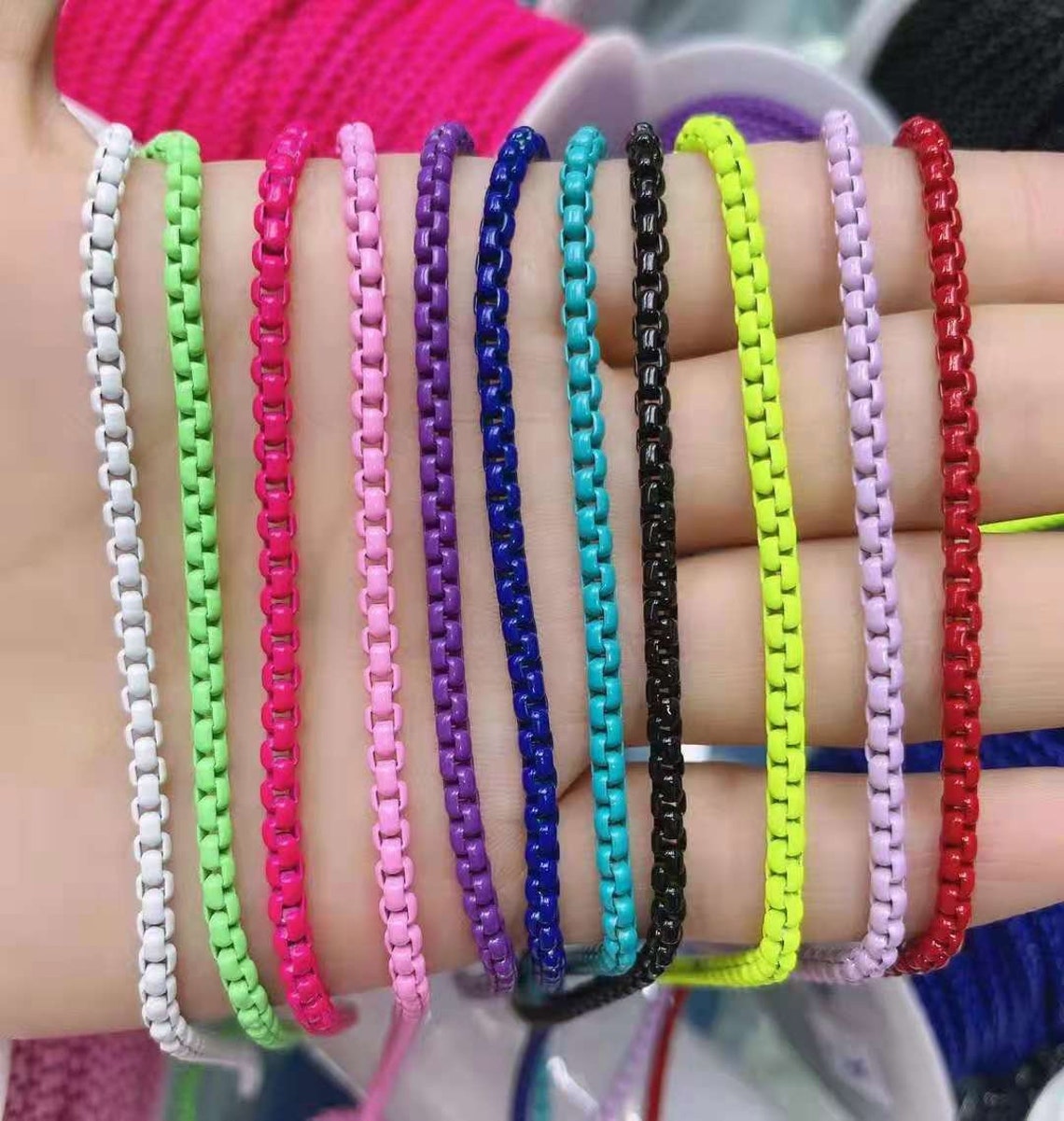 3-5 Meters Enamel Box Chainenamel Square Link Chainenamel | Etsy