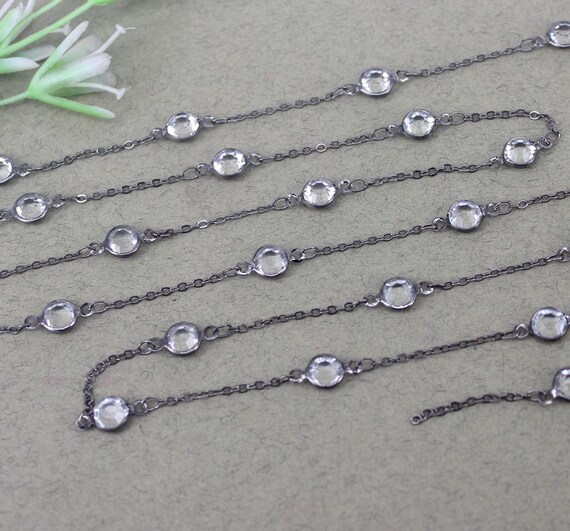 1/3/5 Meter Black Plated Round Shape Glass Beaded ChainWire | Etsy