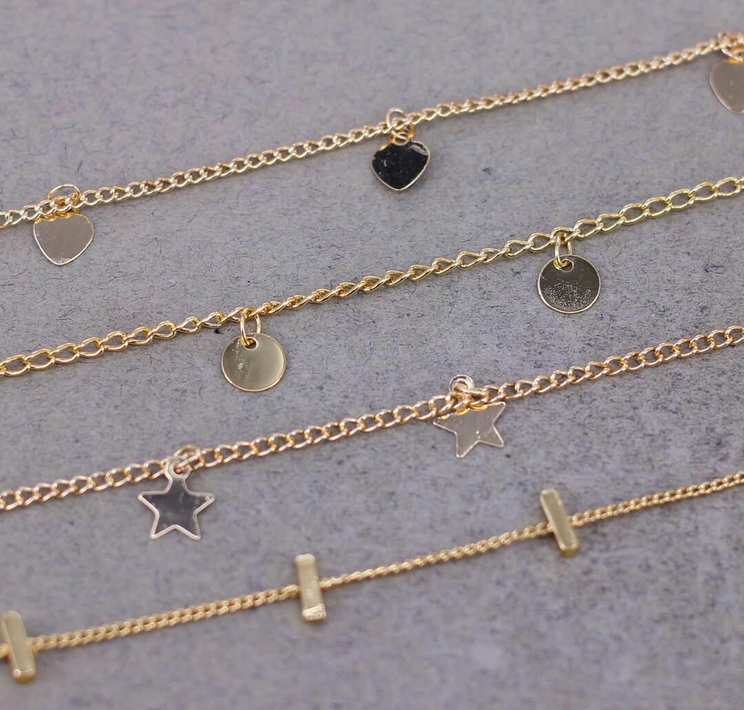 5 Meters Gold Metal Star Chain,heart Chain,round Chain,bar Chain for ...