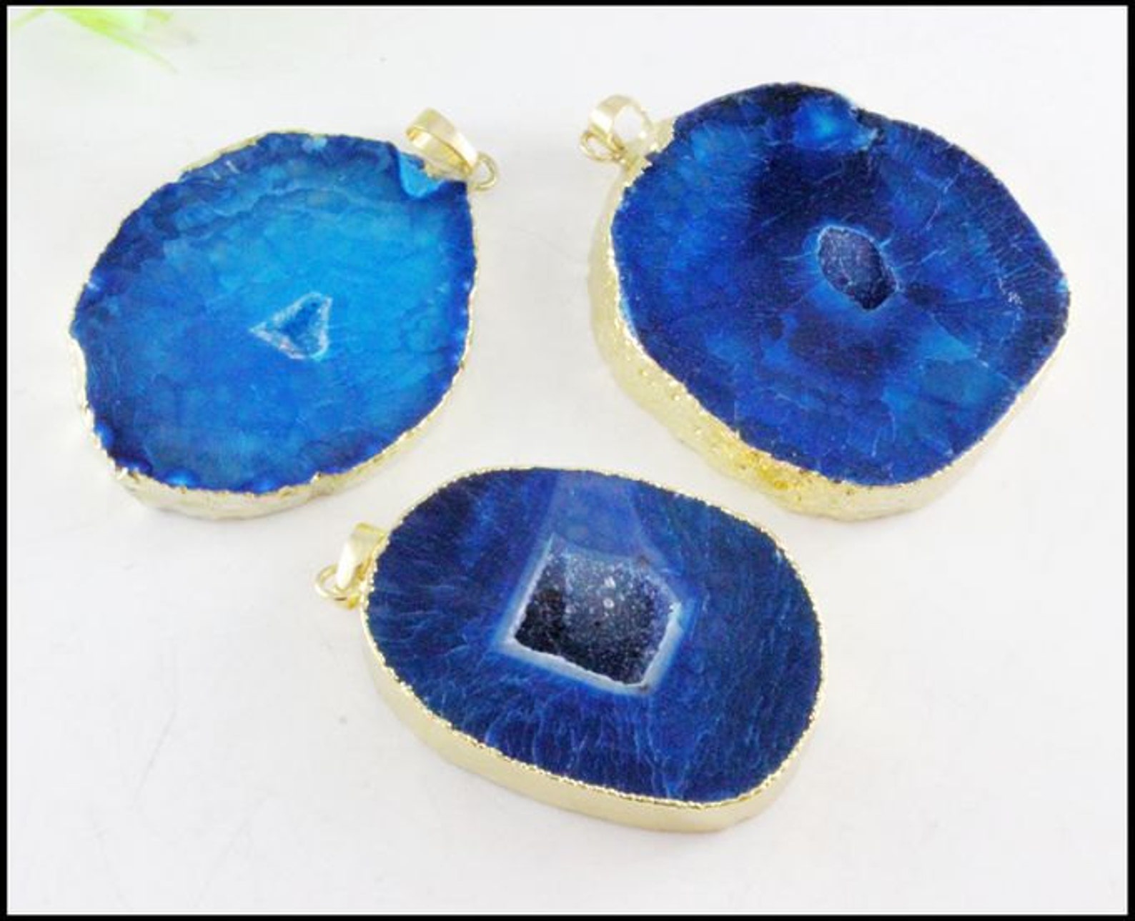 3pcs Nature Geode Quartz Druzy Agate Pendant crystal Agate - Etsy