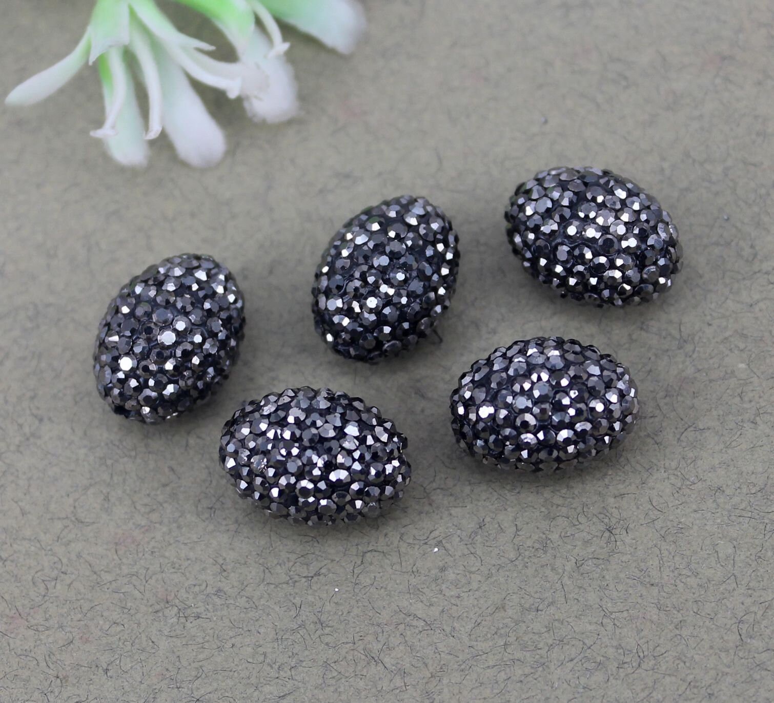 20pcs Oval shape beads Paved Black Crystal RhinestonesOval | Etsy