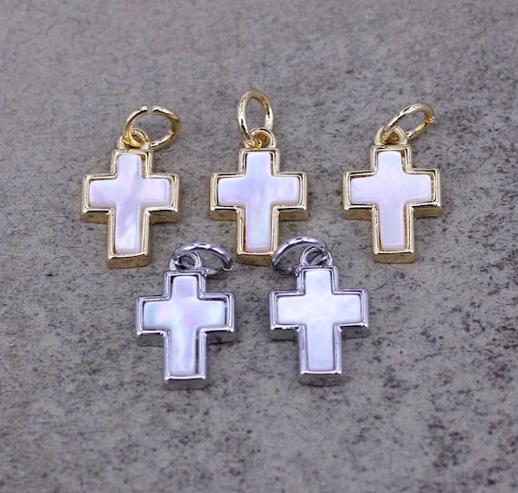 10pcs MOP Cross Charmgold Filled Tiny Cross Pendantunique - Etsy