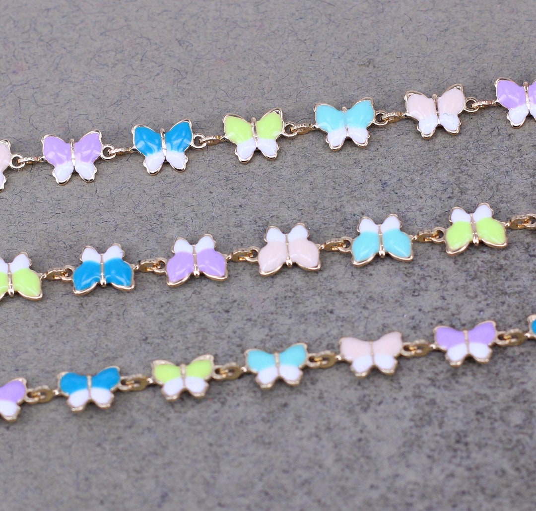 5 Meter Enamel Butterfly Link Chain, Brass Chain for Jewelry Making - Etsy