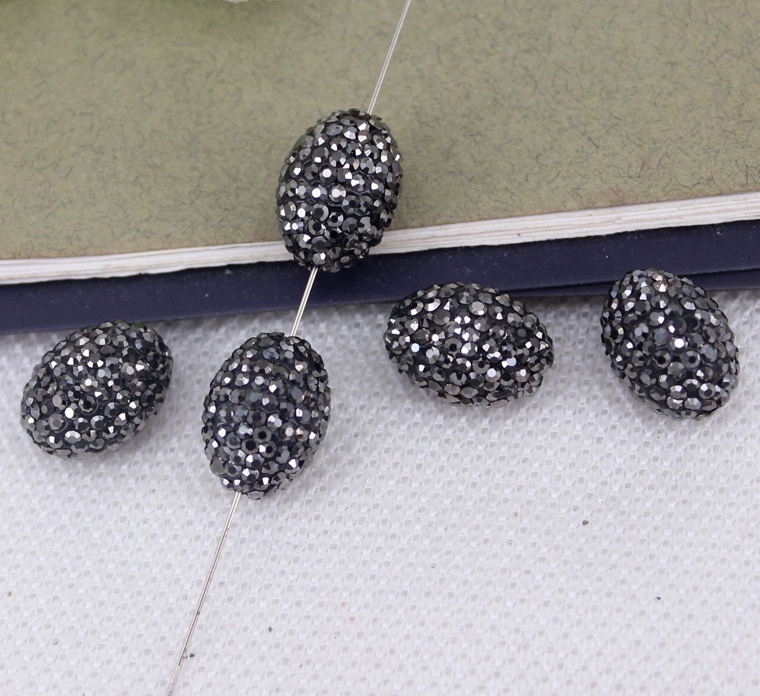 20pcs Oval shape beads Paved Black Crystal RhinestonesOval | Etsy