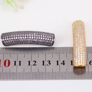 5pcs Metal Copper Micro Pave CZ Curved Tube Connector Beads,cubic ...