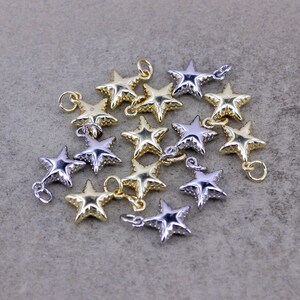 30pcs Dainty Mini 3D Star Charm, Brass Star Charm, Celestial Star Add ...