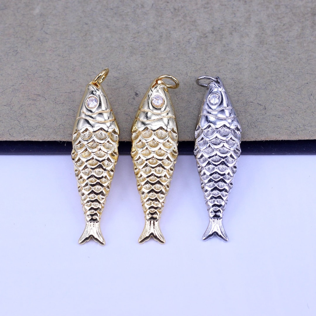 10pcs Micro Pave CZ Fish Shape Pendants for DIY Jewelry Making - Etsy