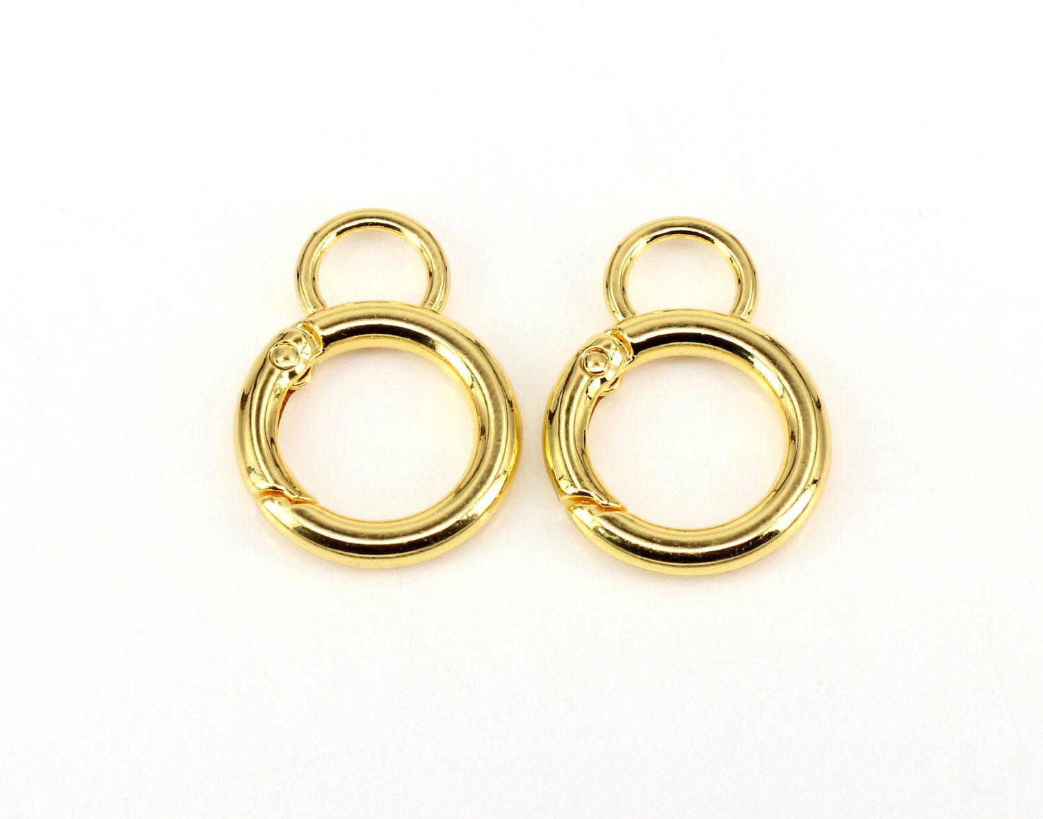 20pcs Gold & Silver Brass Spring Clasps, Open Round Spring Clasp, Round ...