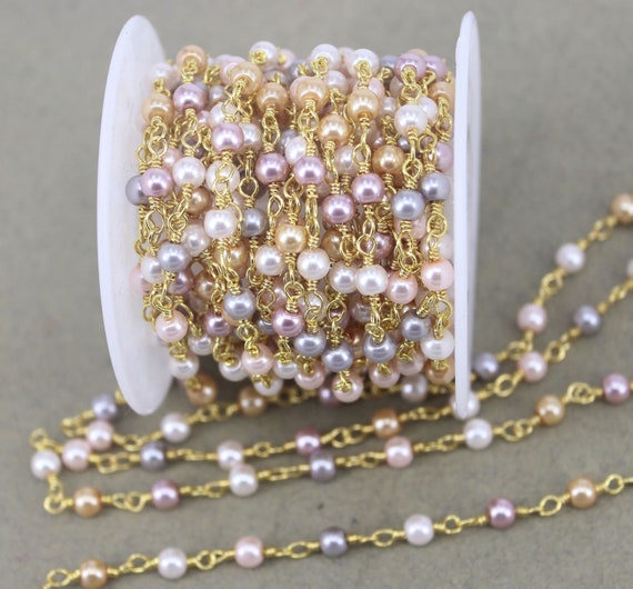 1/3/5 Meter Gold Plated Wire Wrapped Beaded Chainround Shape | Etsy