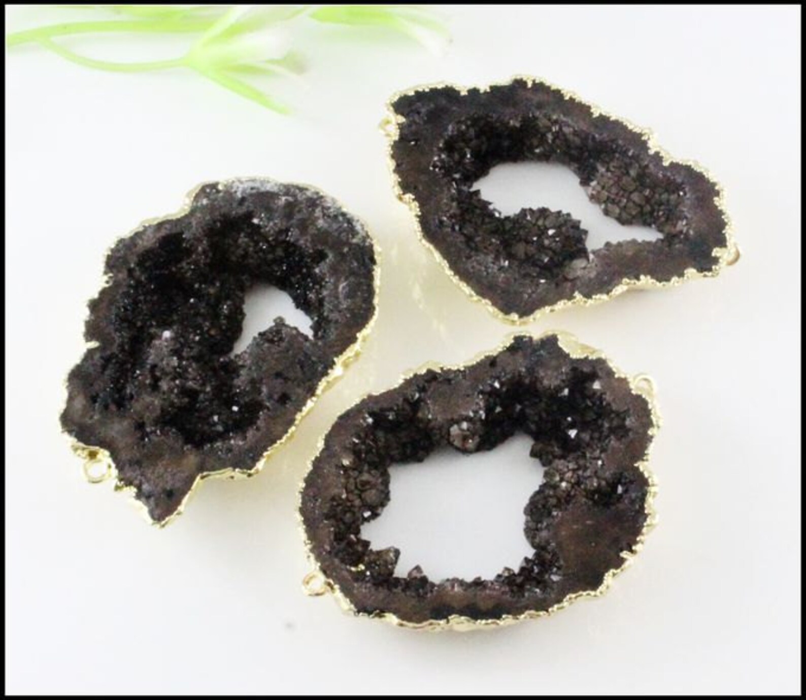 3-10pcs Gold Plated Nature Druzy Quartz Geode Stone Connector - Etsy