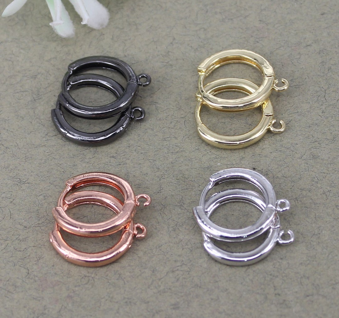 10pairs Metal Copper One Touch Earrings,round Earring Jewelry Making ...