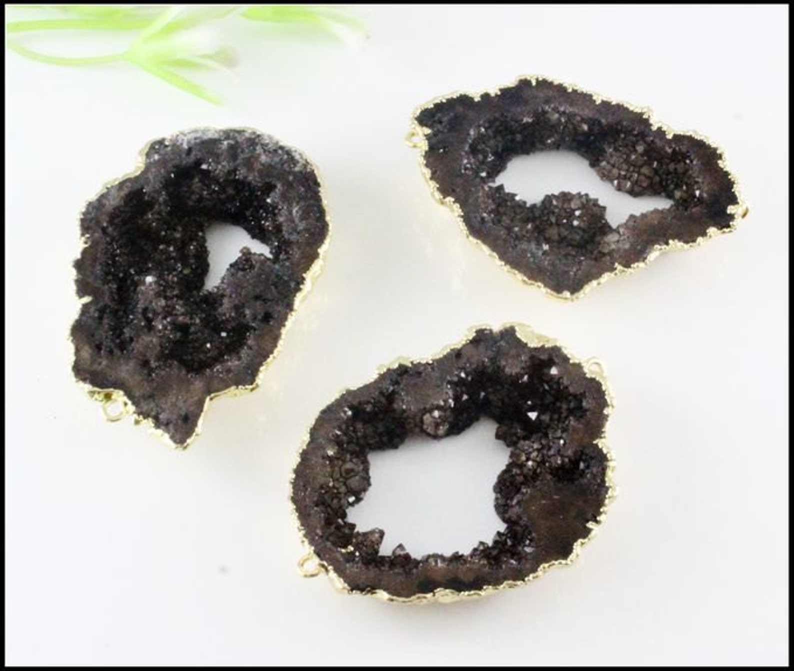 3-10pcs Gold Plated Nature Druzy Quartz Geode Stone Connector - Etsy