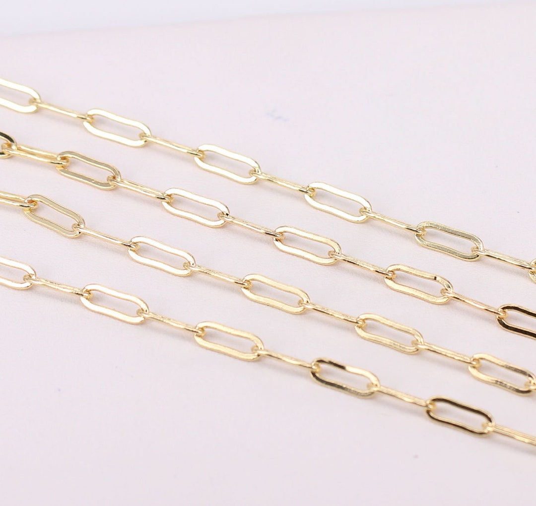 1/3/5 Meter Gold Color Paperclip Chain,4*11mm Metal Rectangle Link ...