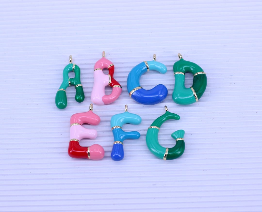 10/26pcs Enamel Alphabet Letter Pendants, Colorful Gold Initial Letter ...