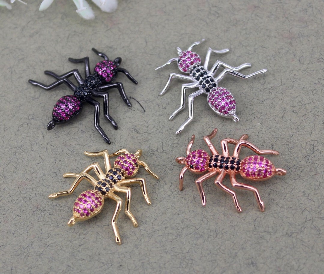 10pcs Metal Copper Cubic Zirconia Insect Ant Connector Beads,paved Mix ...
