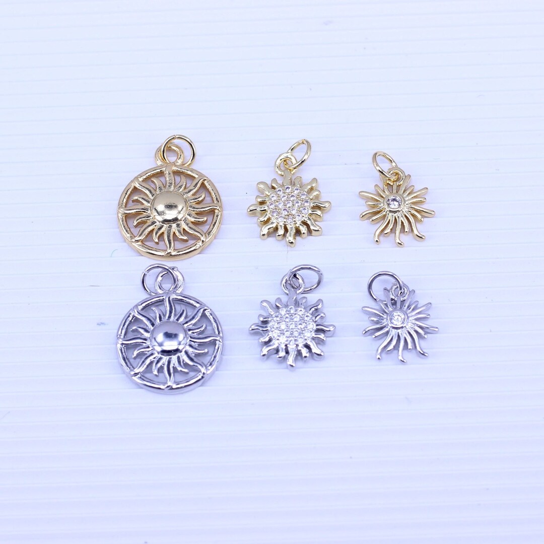 10pcs Sun Charms, Sunshine Charms, Celestial Charms, Sunburst Charms ...
